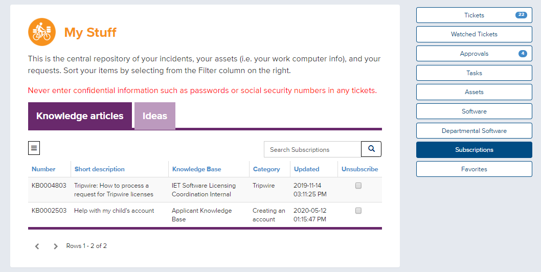 ServiceNow Subscriptions - ServiceHub